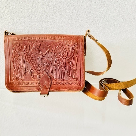 Vintage | Bags | Vintage Kooros Tooled Leather Greek Goddess Crossbody ...